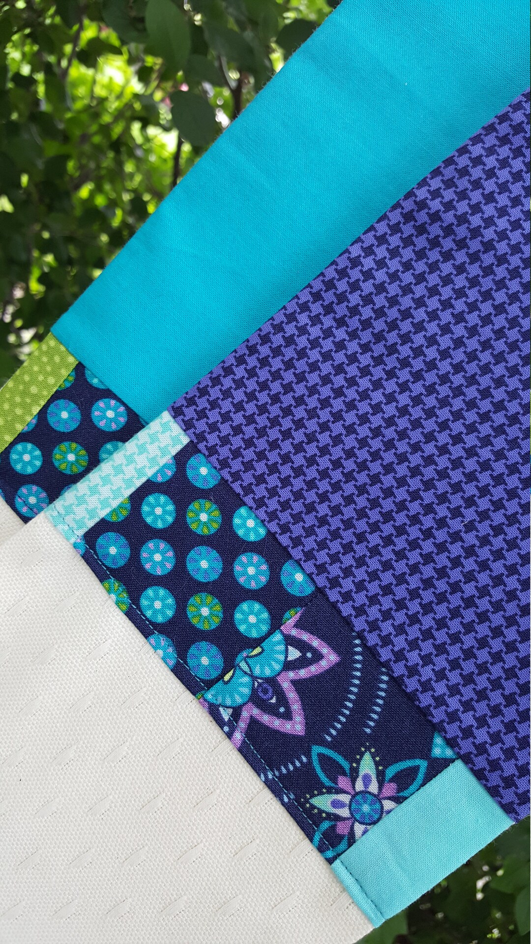 Quilted Modern White Clergy Stole With Pieced Teal and Purple Fabric ...