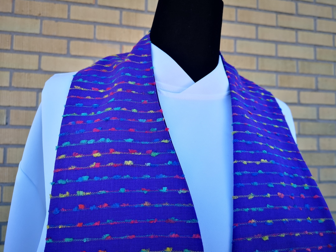 Vibrant Purple Clergy Stole With Rainbow Accent Lines for Priest ...