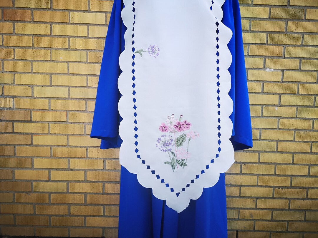 White Floral Embroidered Tunic Scapular Vestment for Easter, Wedding ...