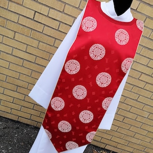 Shiny Bright Red Tunic Style Scapular Monostole Vestment With Gold ...