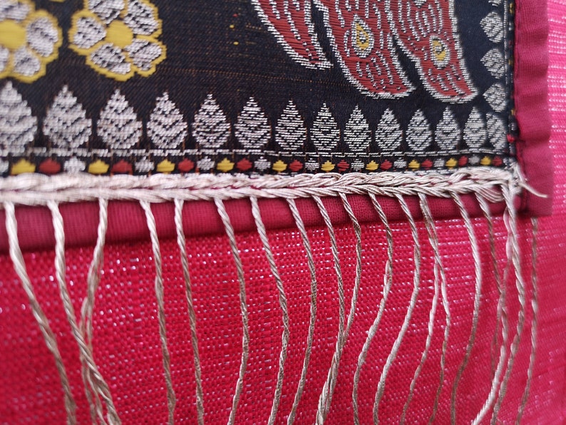 Red shiny scapular mono stole with stunning upcycled | Etsy