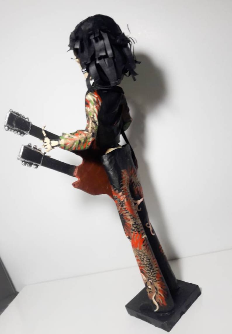 Jimmy Page skull figure. Paper sculpture. Papier maché figure. | Etsy
