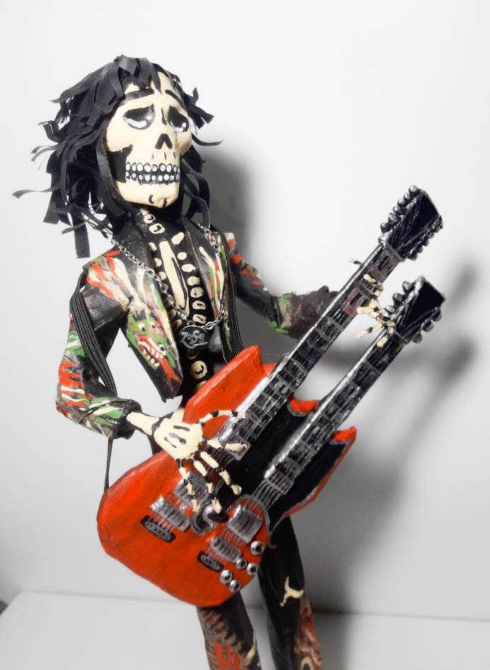 Jimmy Page Skull Figure. Paper Sculpture. Papier Mache Figure ...