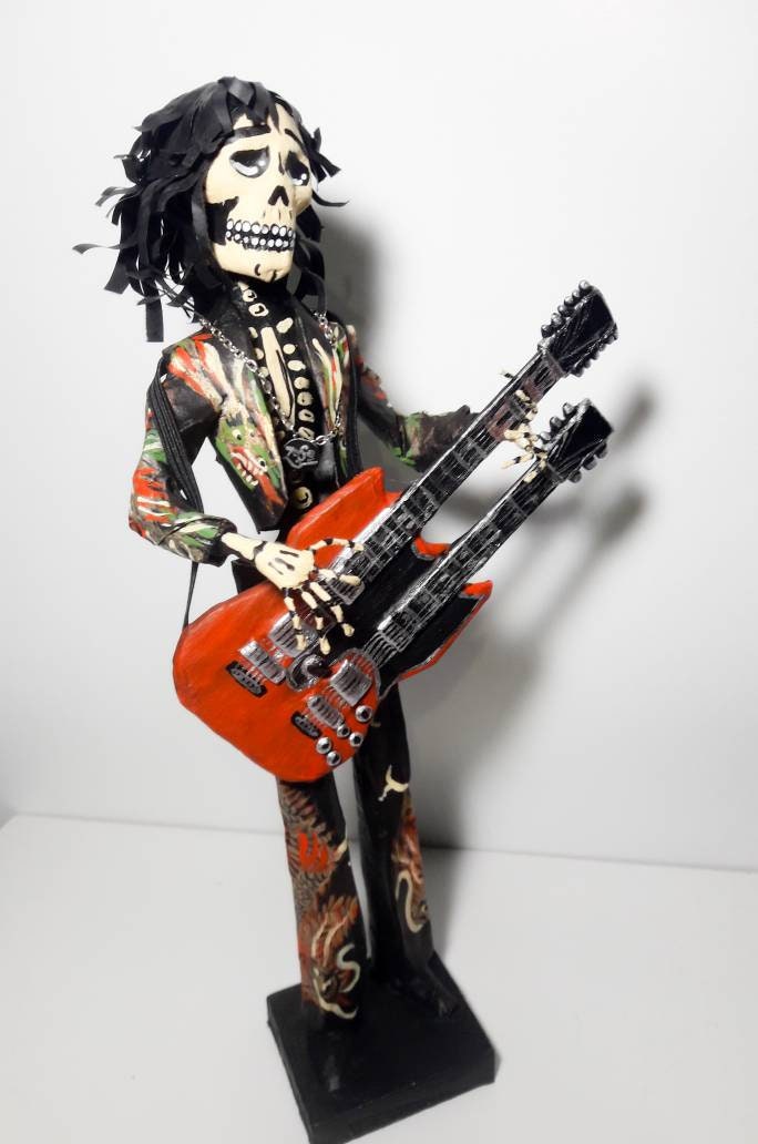 Jimmy Page Skull Figure. Paper Sculpture. Papier Mache Figure ...