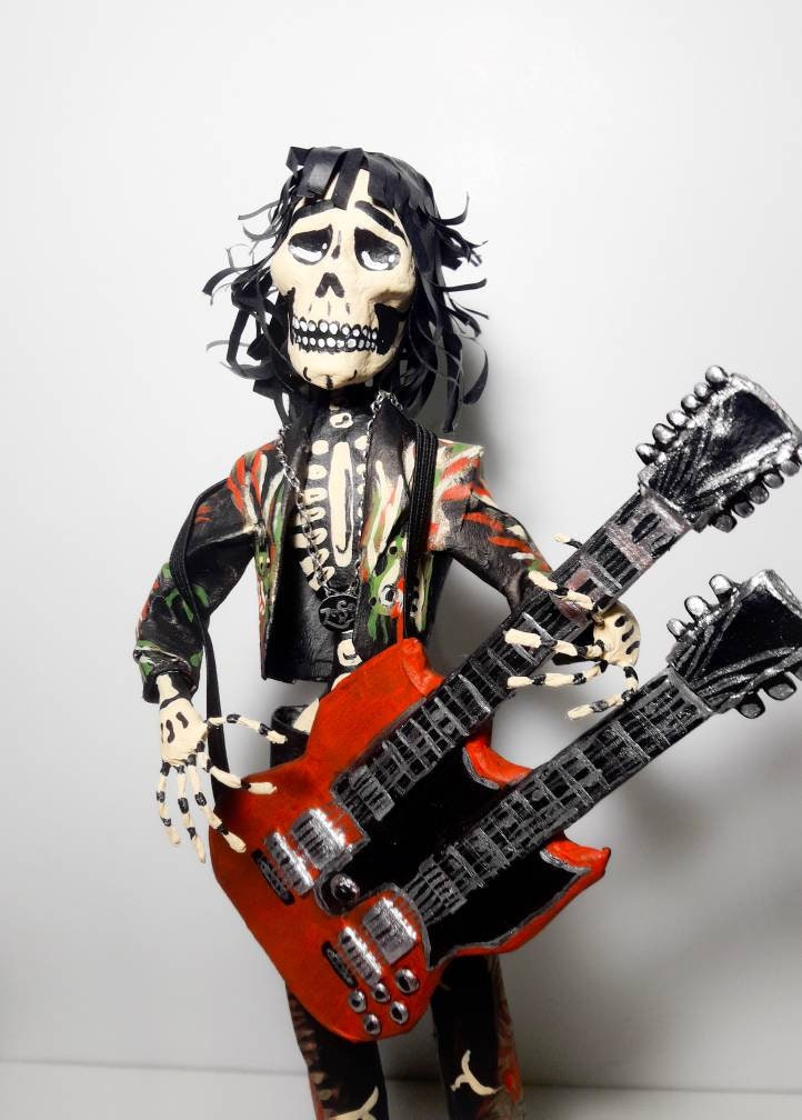 Jimmy Page Skull Figure. Paper Sculpture. Papier Maché Figure. - Etsy