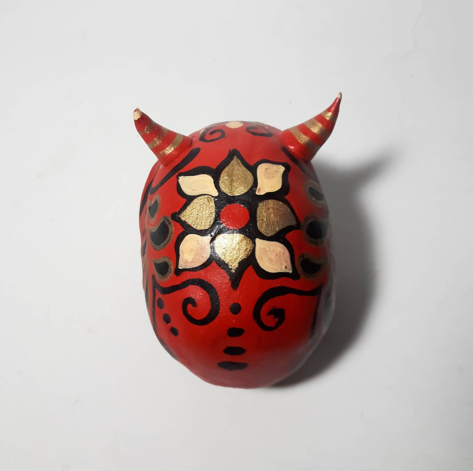 Mexican devil sugar skull figure, sculpture made of epoxic resin ...