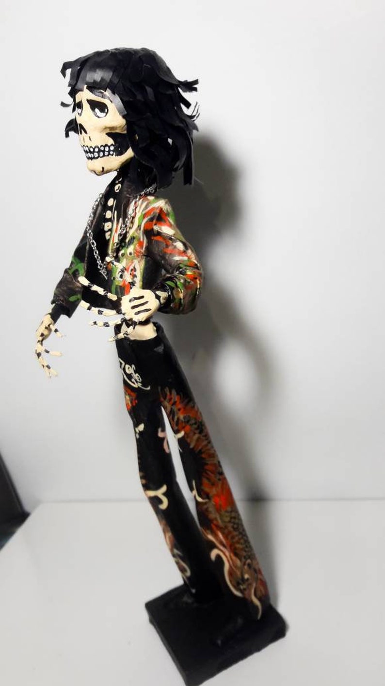 Jimmy Page skull figure. Paper sculpture. Papier maché figure. | Etsy