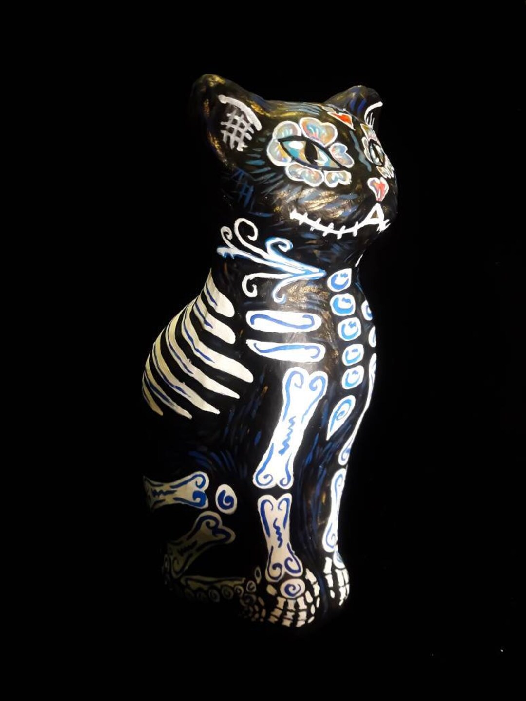 Sugar Skull Black Cat. Paper Sculpture, Papier Mache, Papercraft ...