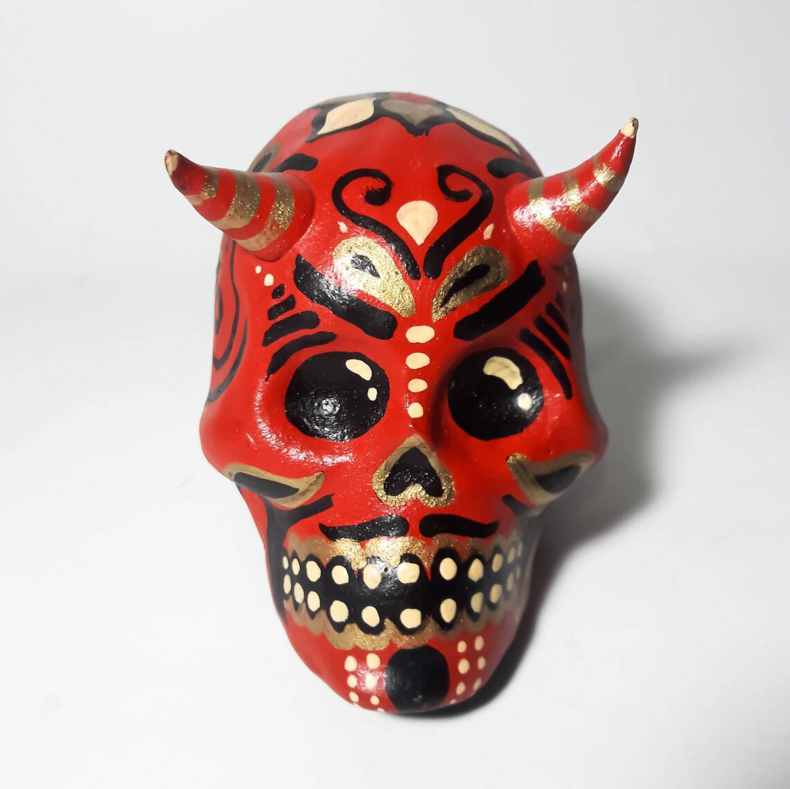 Mexican Devil Sugar Skull Figure Sculpture Made of Epoxic - Etsy