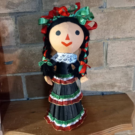 Muñeca María lele tradicional mexicana paper mache - Etsy México