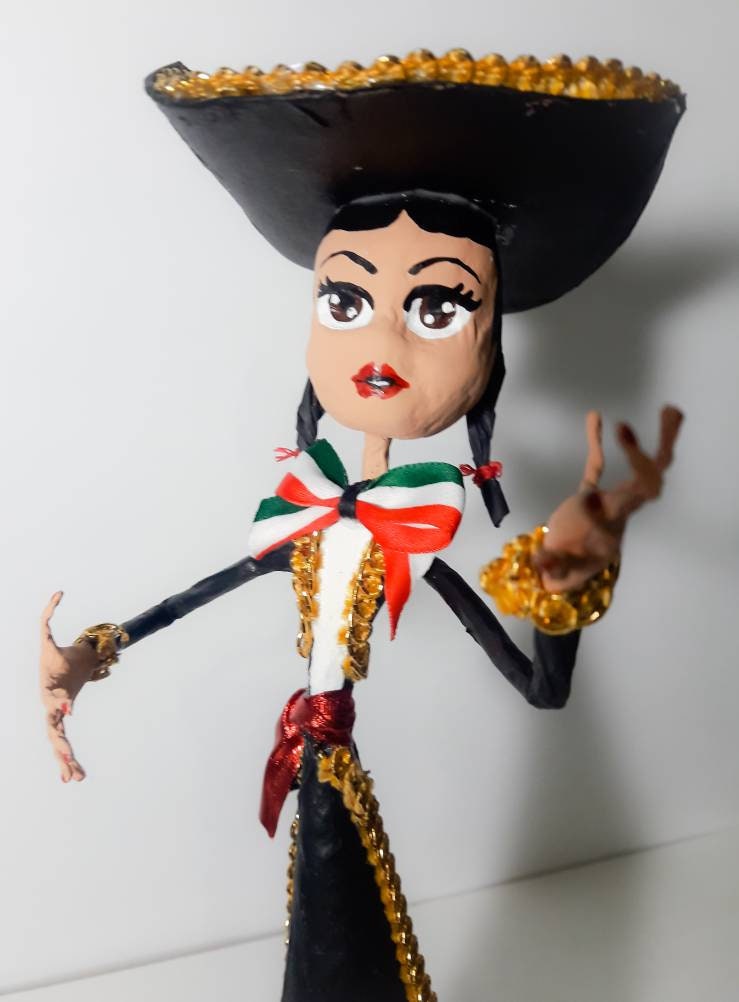 Mexican Doll, Mariachi Girl Papercraft, Papier Mache, Paper Sculpture ...