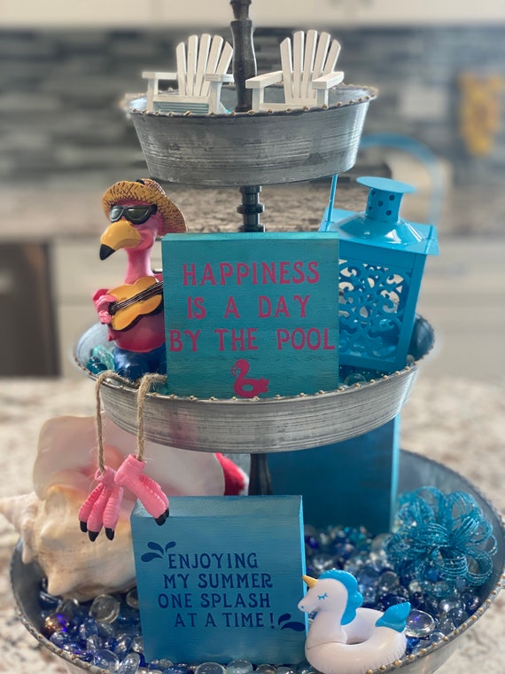 Pool Decor Pool Sign Pool Tiered Tray Decor Pool Desk | Etsy