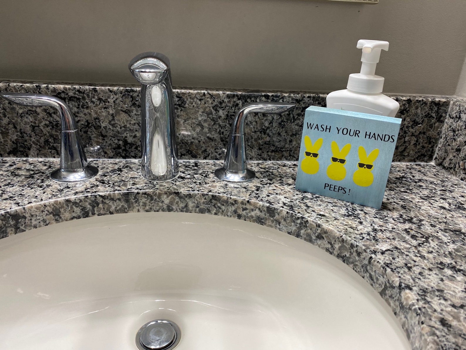 Wash Your Hands Bathroom Sign| Spring Decor| Peeps Sign| Easter Sign ...