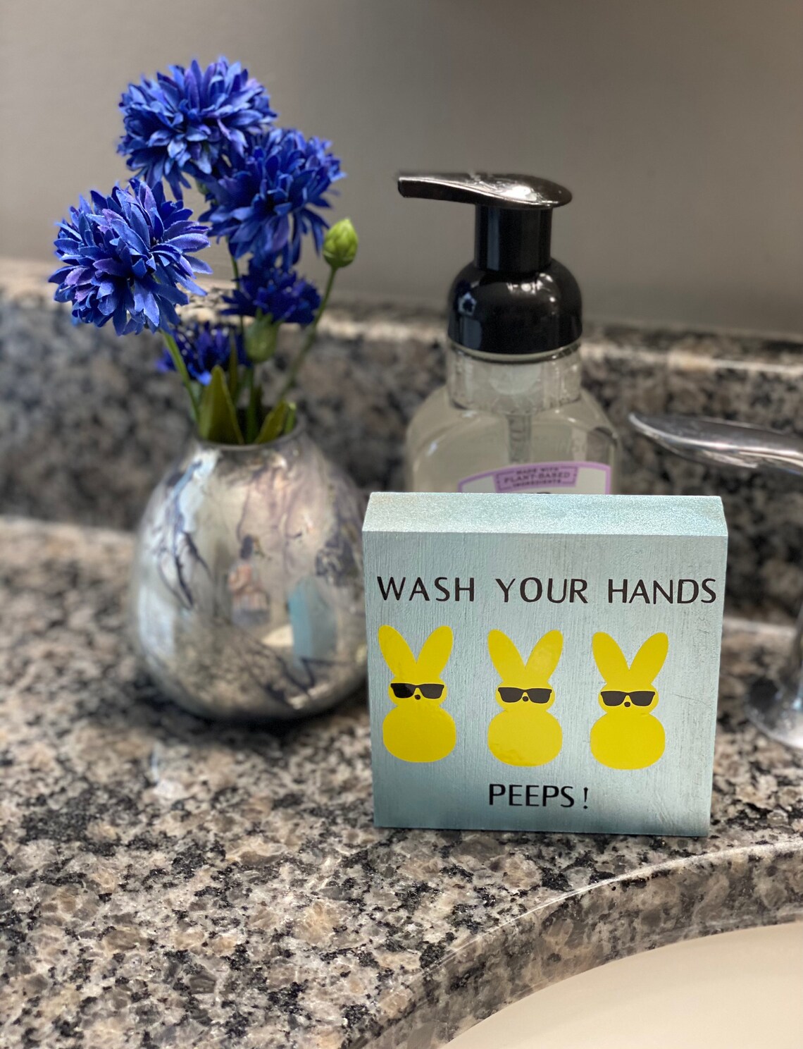Wash Your Hands Bathroom Sign| Spring Decor| Peeps Sign| Easter Sign ...