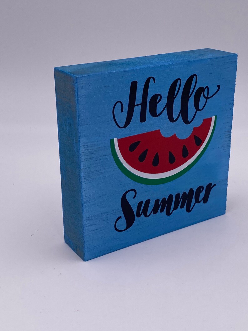 Hello Summer Wooden Decor for Tiered Trays| Watermelon Decor| Small ...