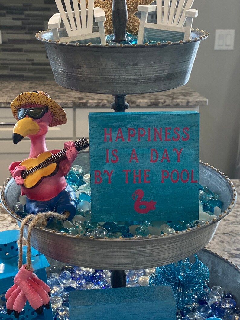 Pool Decor| Pool Sign| Pool Tiered Tray Decor| Pool Desk Decor| Summer ...
