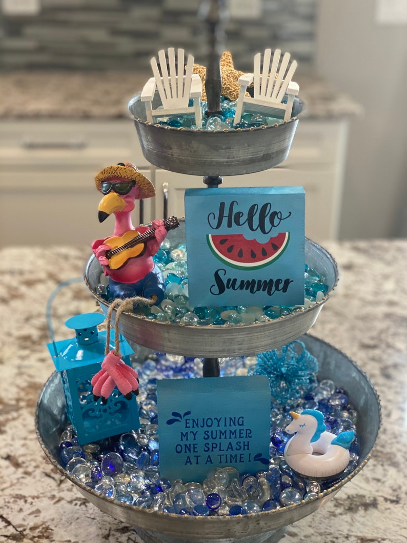Summer Tiered Tray Decor| Poolsign| Summer Wooden Decor| Pool Decor ...