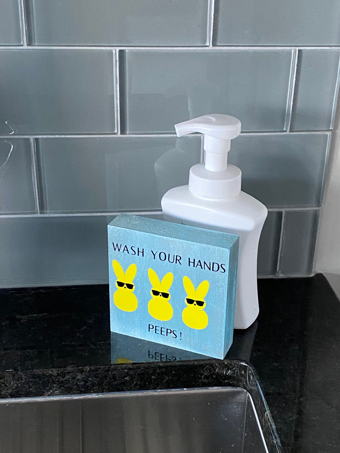 Wash Your Hands Bathroom Sign| Spring Decor| Peeps Sign| Easter Sign ...