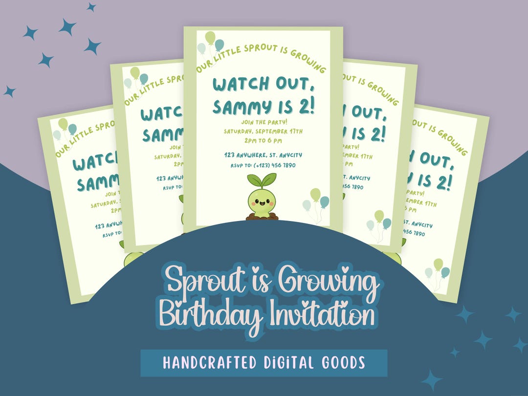 Sprout is Growing Birthday Invitation - Personalized for You (we Edit ...