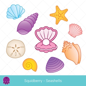 Seashell Clip Art, Shell Graphics, Beach Scrapbook, Summer Vacation ...