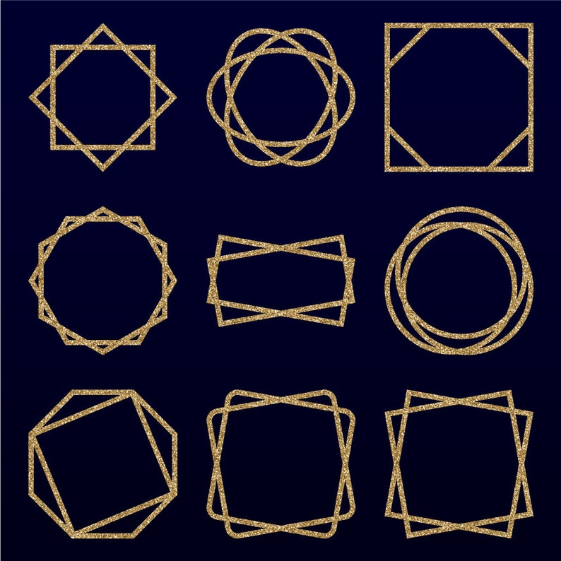 Gold Glitter, Clip Art, Geometric Frames, Glitter Pattern, Digital Art ...