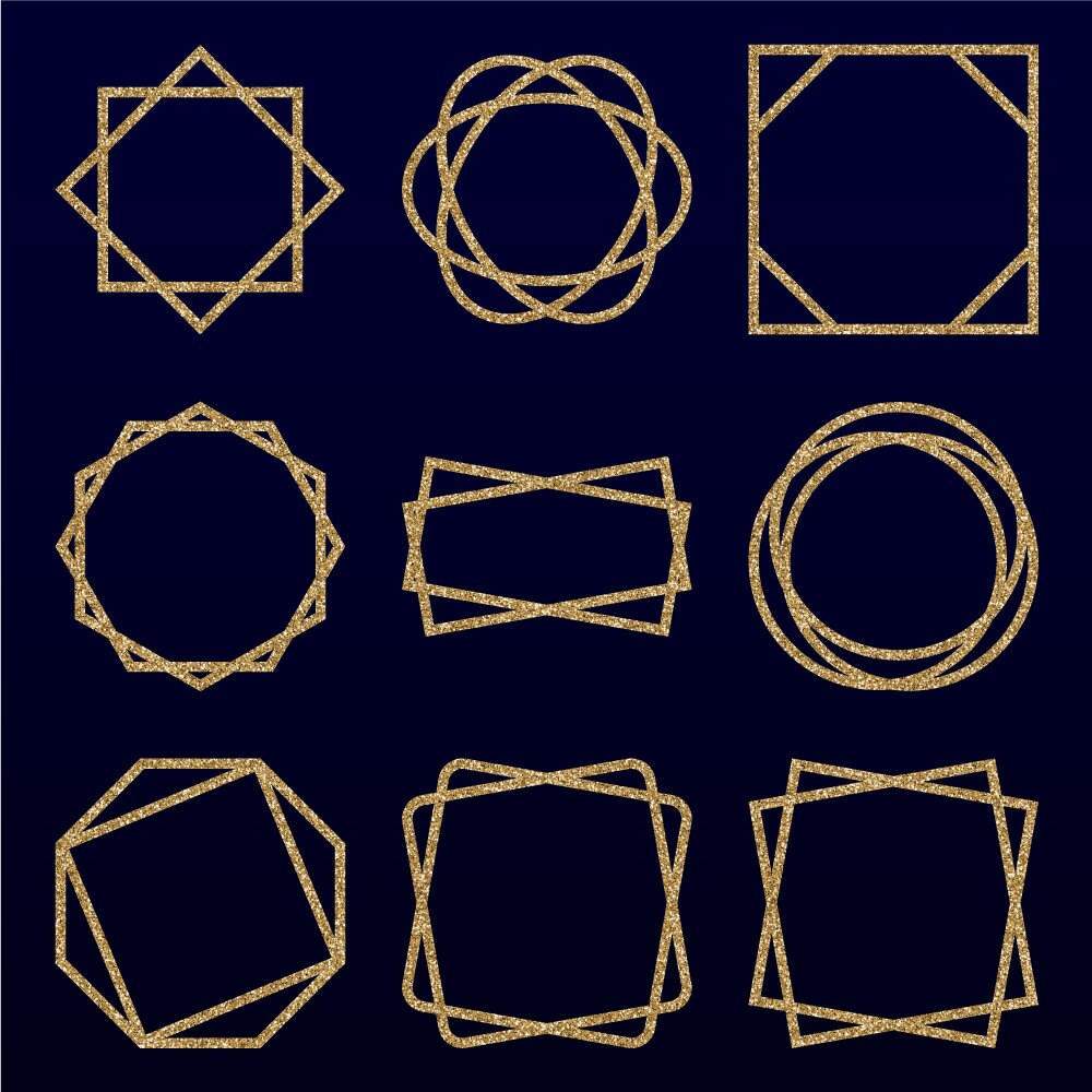 Gold Glitter, Clip Art, Geometric Frames, Glitter Pattern, Digital Art ...