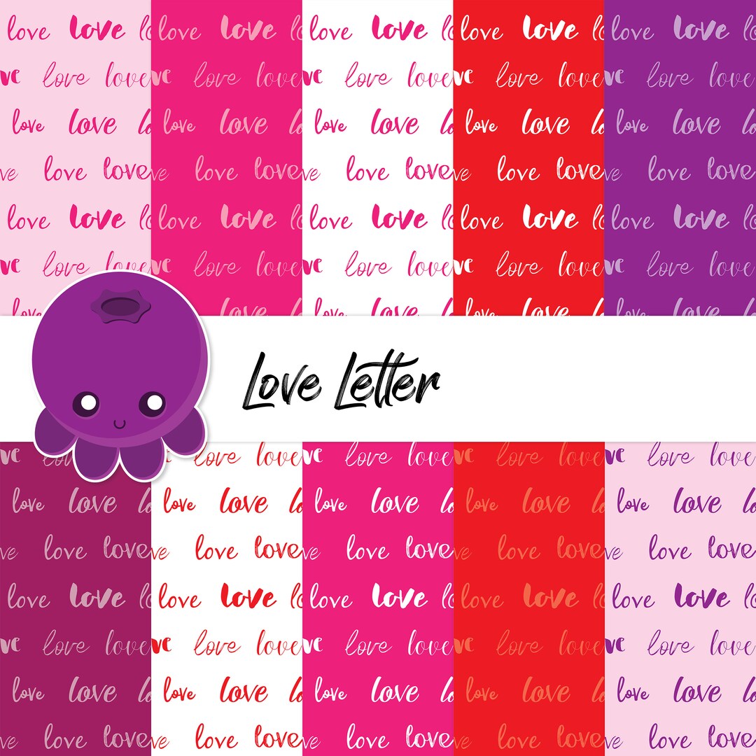 Love Letter, Digital Paper, Seamless Pattern, Calligraphy Text ...