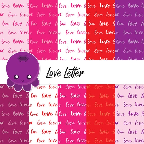 Love Letter Digital Paper Seamless Pattern Calligraphy | Etsy