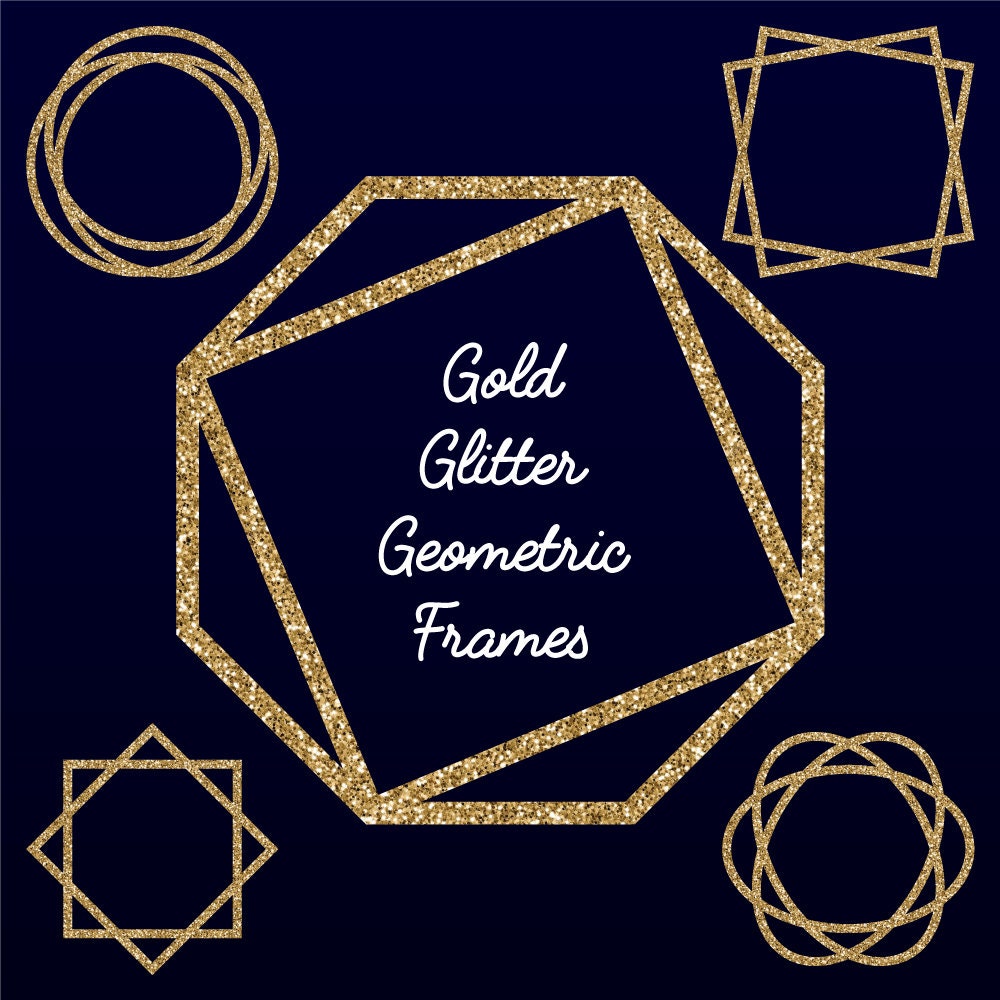 Gold Glitter, Clip Art, Geometric Frames, Glitter Pattern, Digital Art ...
