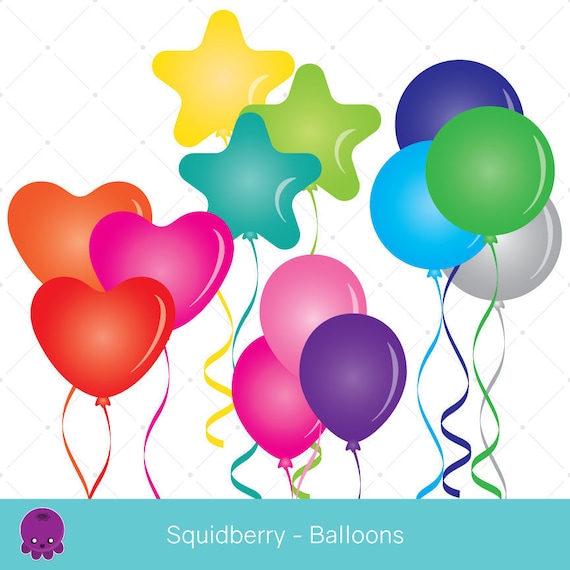 Balloon Clip Art Birthday Party Scrapbook Clipart DIY | Etsy