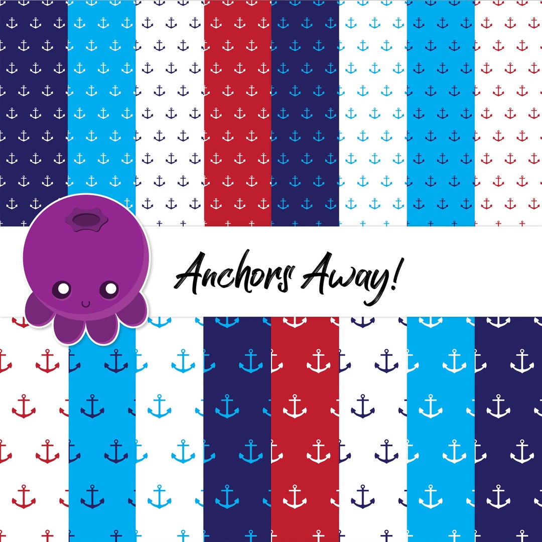 Anchors Away, Scrapbook Paper, Digital Paper, Nautical Art, Beach ...