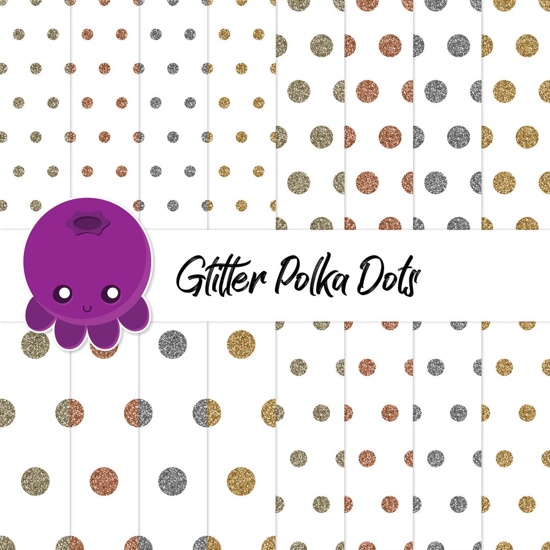Glitter Polka Dots, Scrapbook Paper, Rose Gold, Silver Glitter, DIY ...