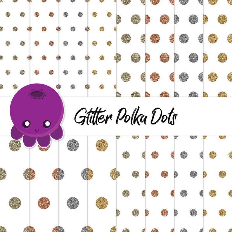Glitter Polka Dots, Scrapbook Paper, Rose Gold, Silver Glitter, DIY ...