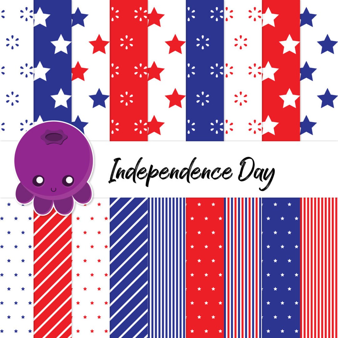 Independence Day, Fourth of July, Digital Paper, American Flag, Red ...