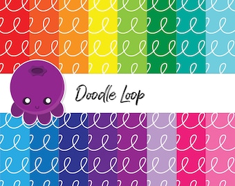 Doodle Digital Papers Boho Spring Rainbow Digital Paper Pack - Etsy