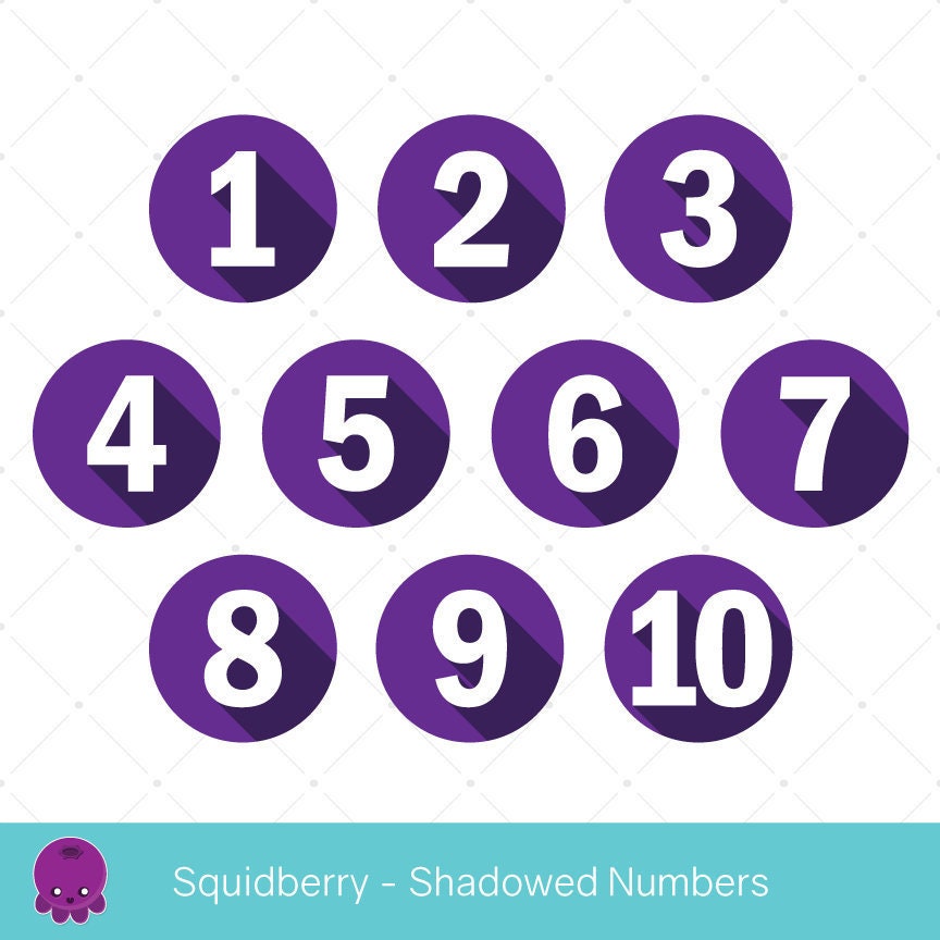 Number Circles, Clip Art, Long Shadow, Flat Graphics, Modern Style ...