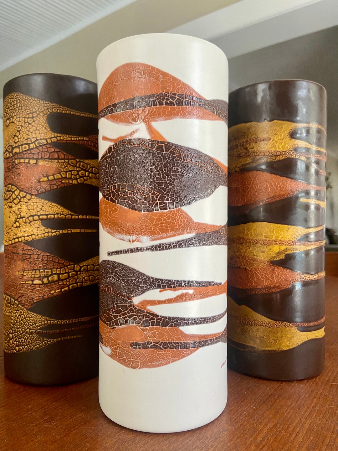 1970s Royal Haeger Earth Wrap Vase Trio Abstract Brutalist Mid Century ...