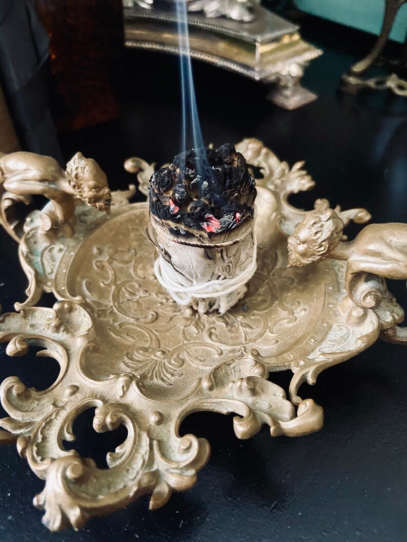 Incredible Antique Art Nouveau Bronze Offering Dish Tray Devils Demons ...