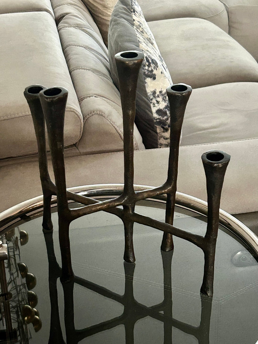 Brutalist Metal Candelabra Danish Modern Midcentury Style 5 Arm Gothic ...