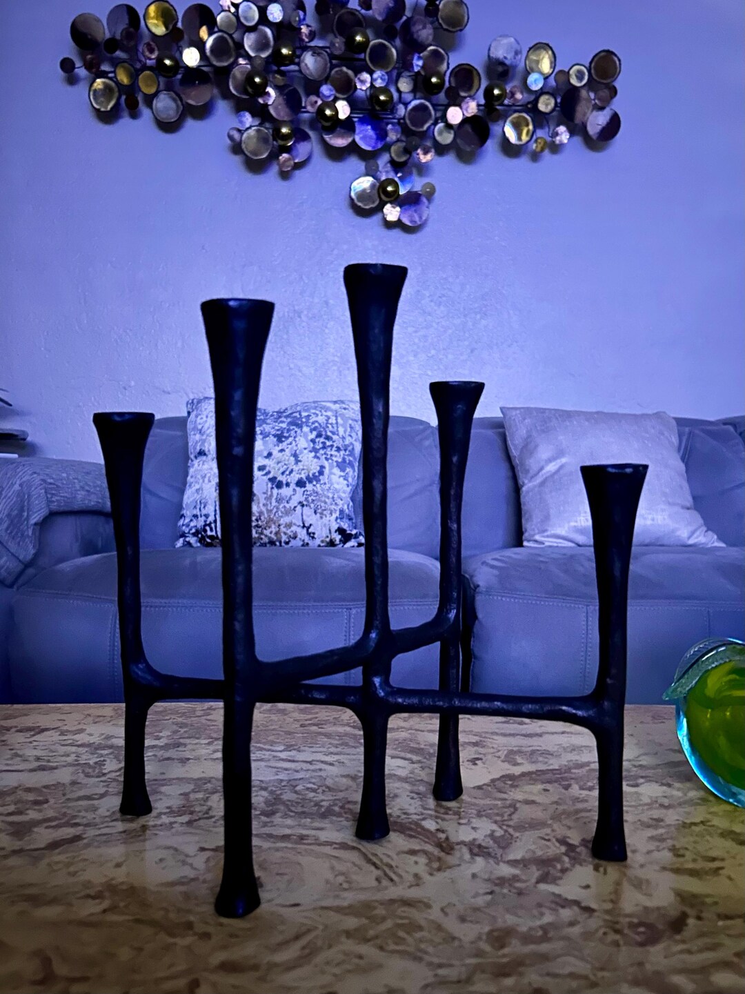 Brutalist Metal Candelabra Danish Modern Midcentury Style 5 Arm Gothic ...