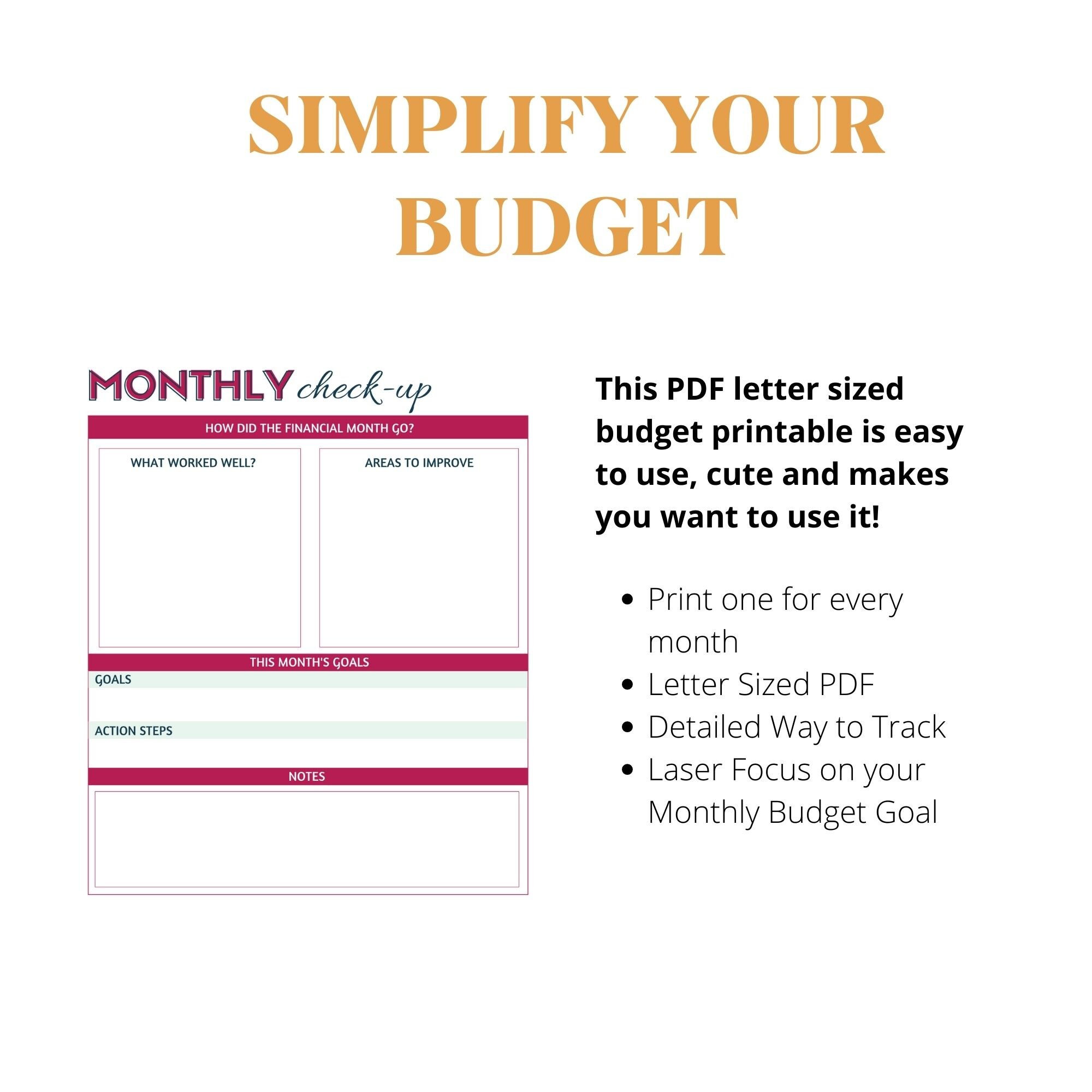 Monthly Budget Worksheet PDF, Printable Monthly Budget Planner, PDF ...