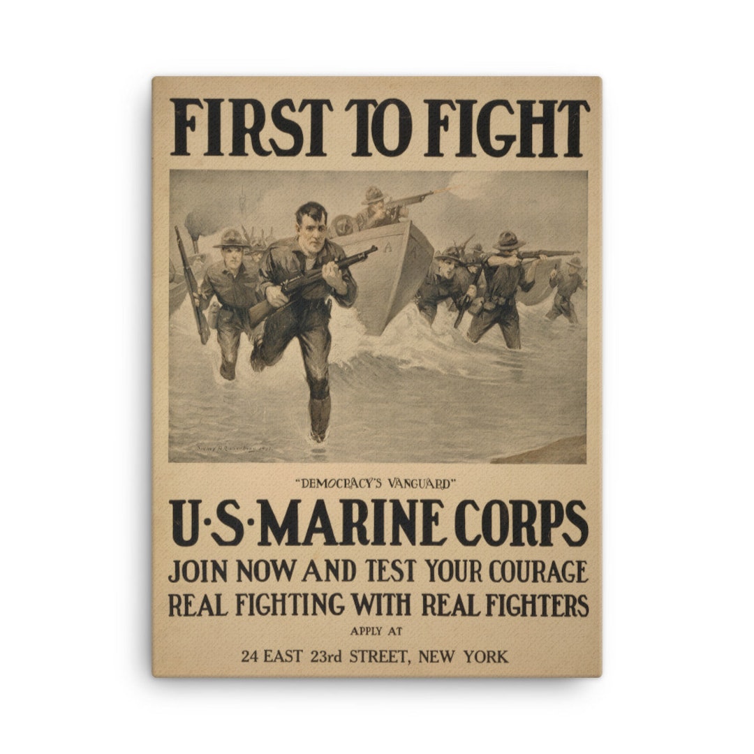 First to Fight USMC Canvas | Vintage USMC Poster | Canvas Print ...