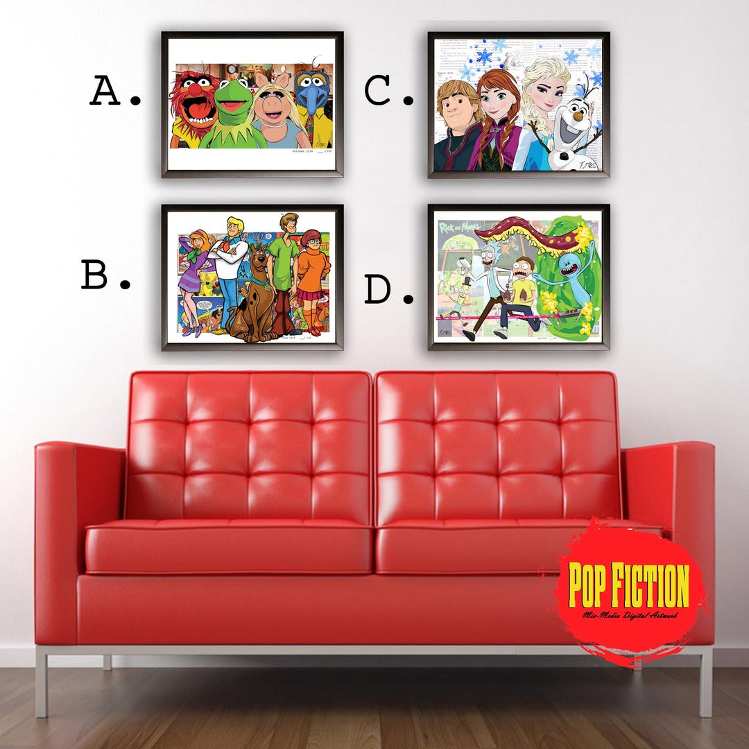Scooby Doo, Muppets, Rick and Morty, Frozen. Original Artwork Mixed ...