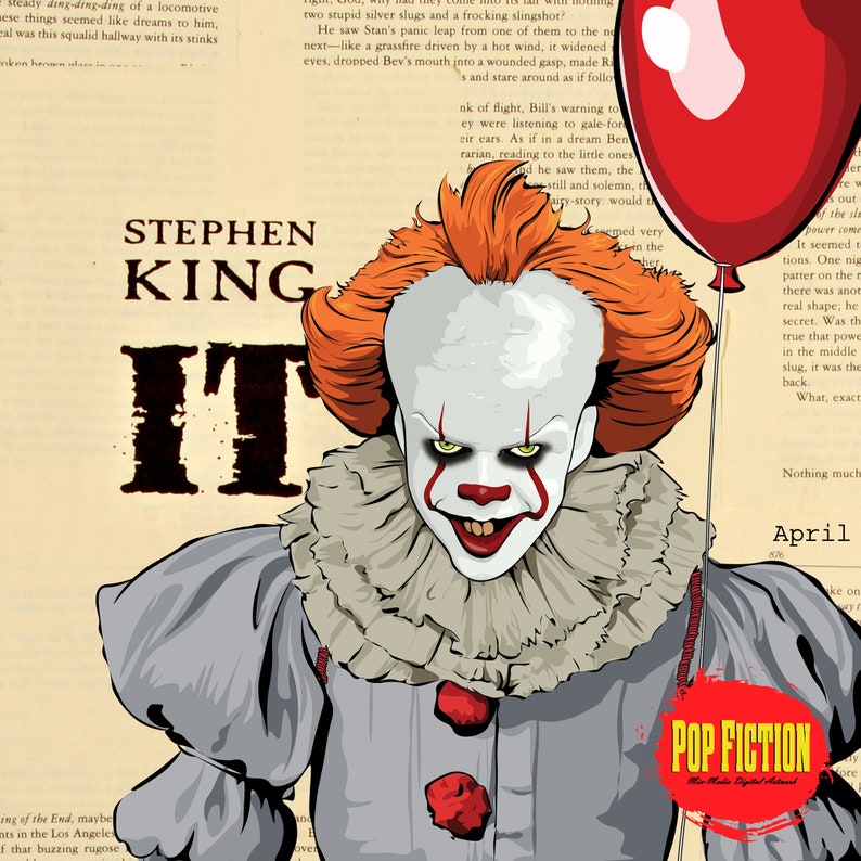 Stephen King, It, Pennywise, Bill Skarsgard, Original Artwork Canvas ...