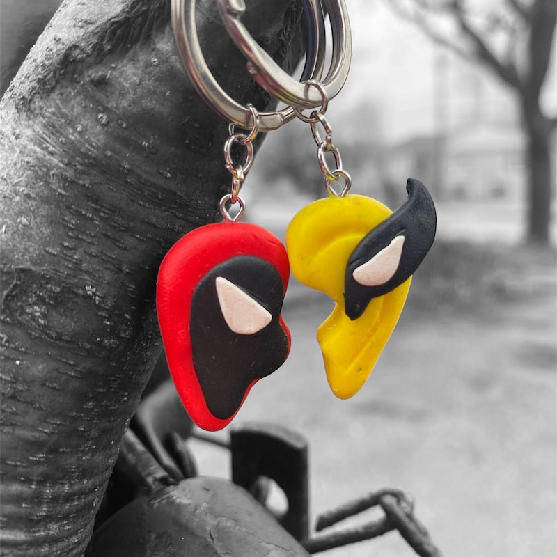 Deadpool and Wolverine Heart Keychain - Etsy