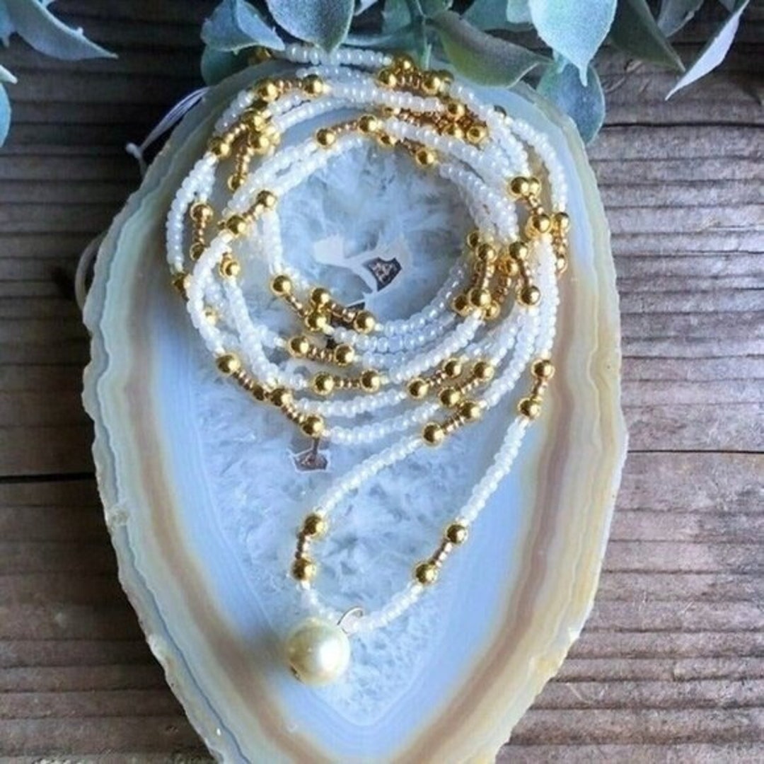 Pure Grace Charmed Waist Beads | White Belly Chain | Belly Beads ...
