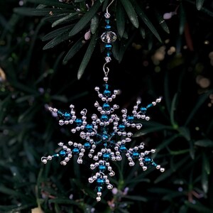 Wire Wrapped Beaded Snowflake Christmas Ornament Teal & Silver - Etsy