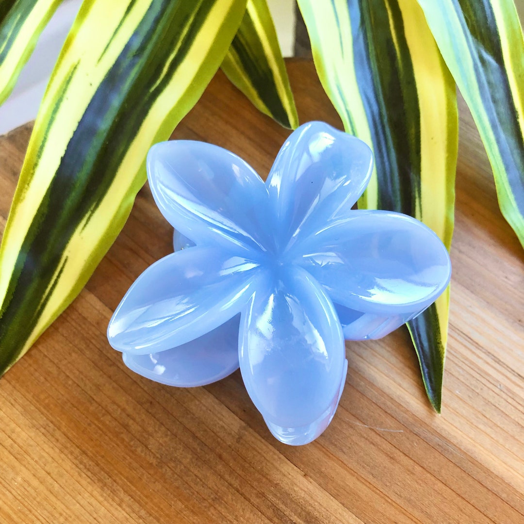 Pastel Blue Plumeria Flower Claw Hair Clip Hawaiian Flower Claw Hair ...