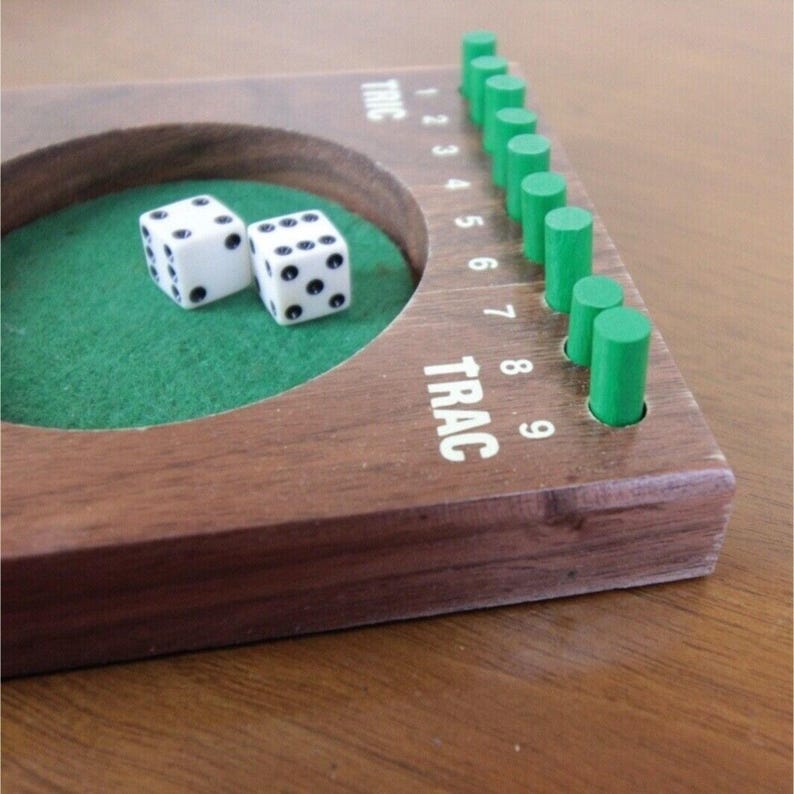 Vintage Tric Trac Travel Game Wood Dice Retro 70s 80s Green Pegs ...