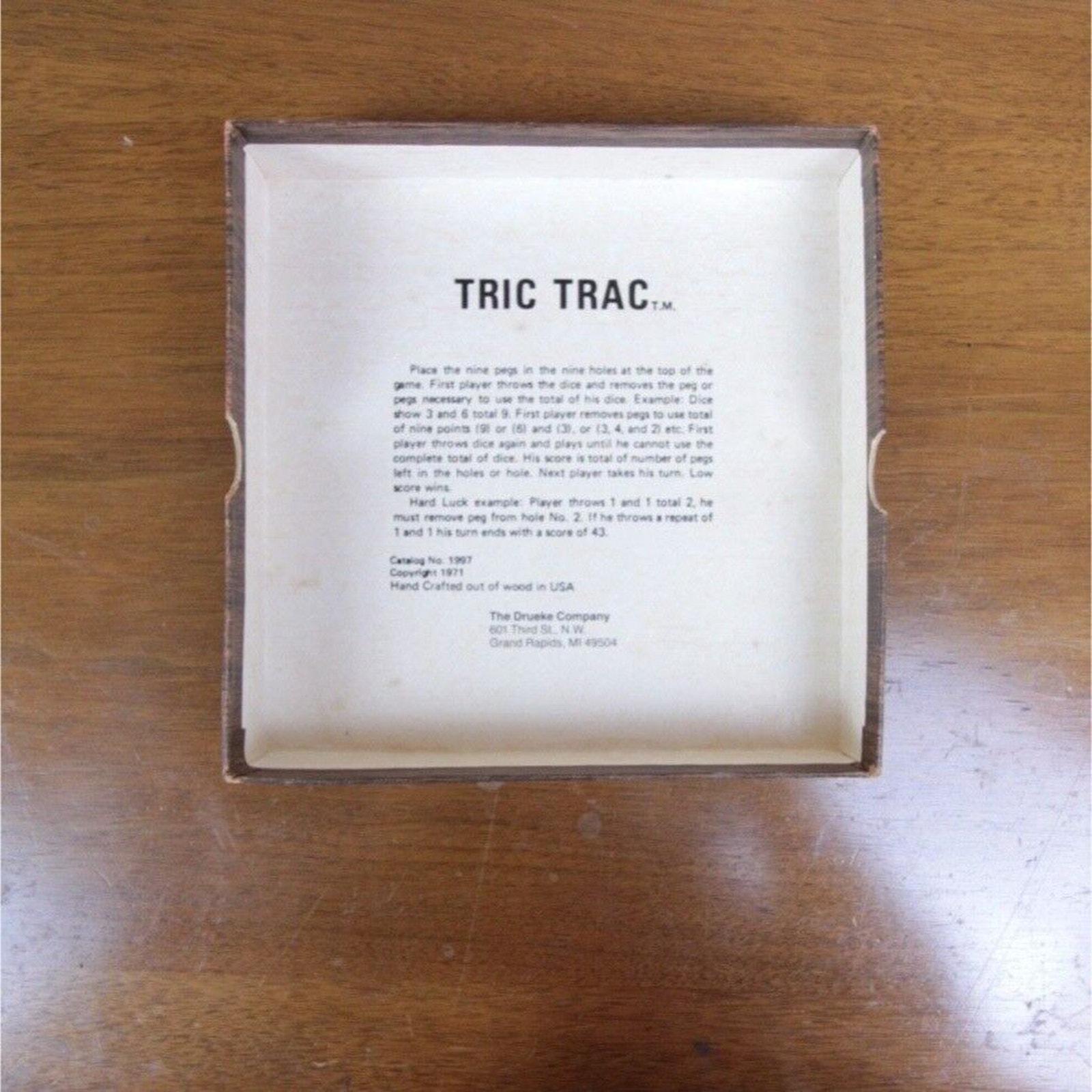 Vintage Tric Trac Travel Game Wood Dice Retro 70s 80s Green Pegs ...